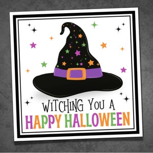 Halloween Sticker Label Tag Printable, Witching You A Happy Halloween ...