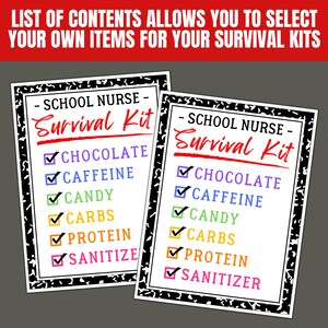 School Nurse Survival Kit Gift Tags, Registered Nurse Appreciation Day ...