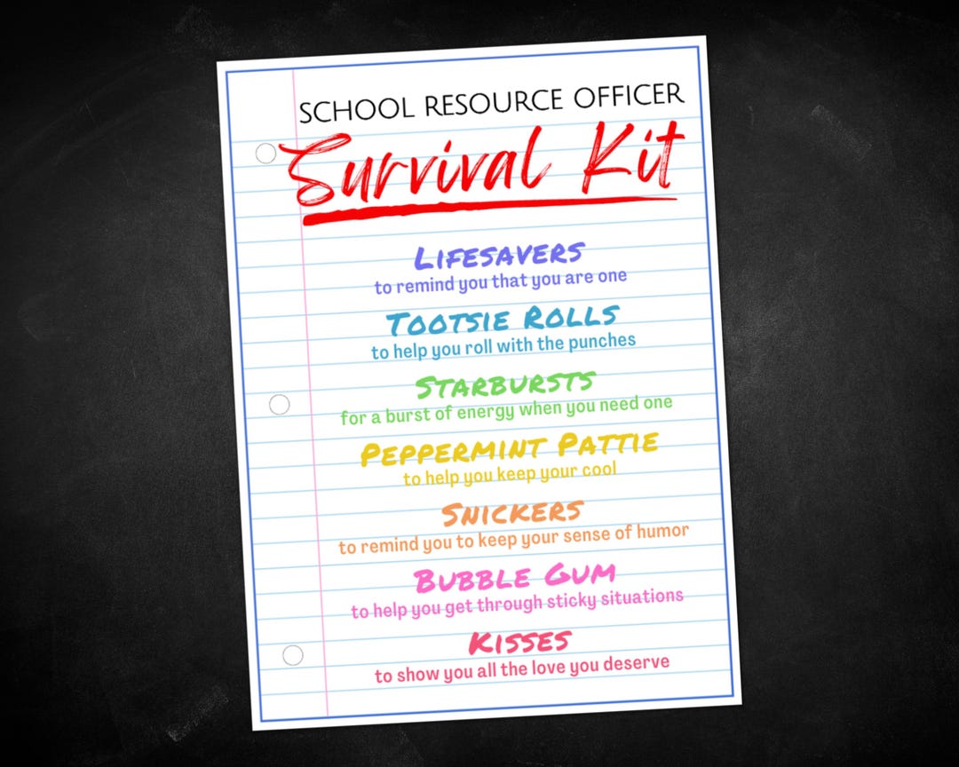 SRO School Resource Officer Survival Kit Gift Tag, SRO Appreciation ...