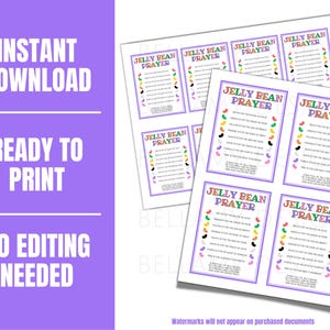 Jelly Bean Prayer Poem Printable, Religious Gift Tags, Easter Basket ...