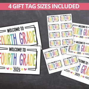 Welcome to Fourth Grade Gift Tag, Back to School Treat First Day of ...