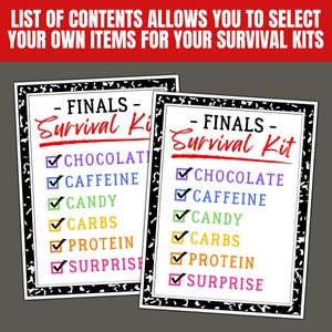 Finals Survival Kit Tags, High School College Student Finals Care ...