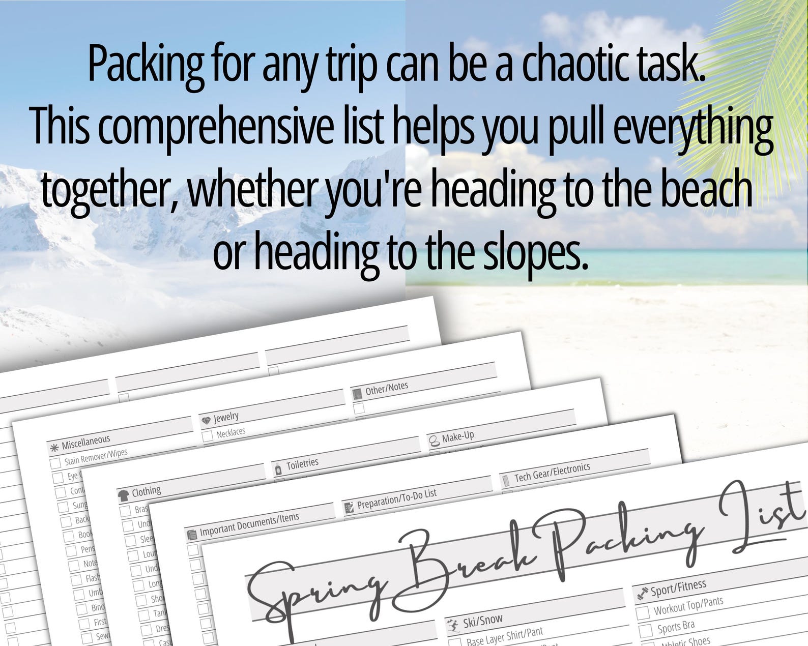 Spring Break Packing List, Vacation Packing Checklist, Packing ...