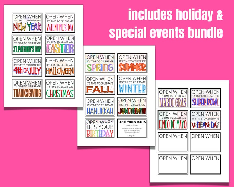 Open When Printable Letter Labels Envelope Label or Card - Etsy