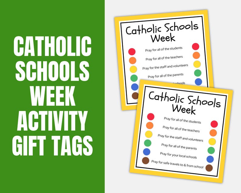 Catholic Schools Week Activity Gift Tags, Chocolate Candies Goodie Bag ...
