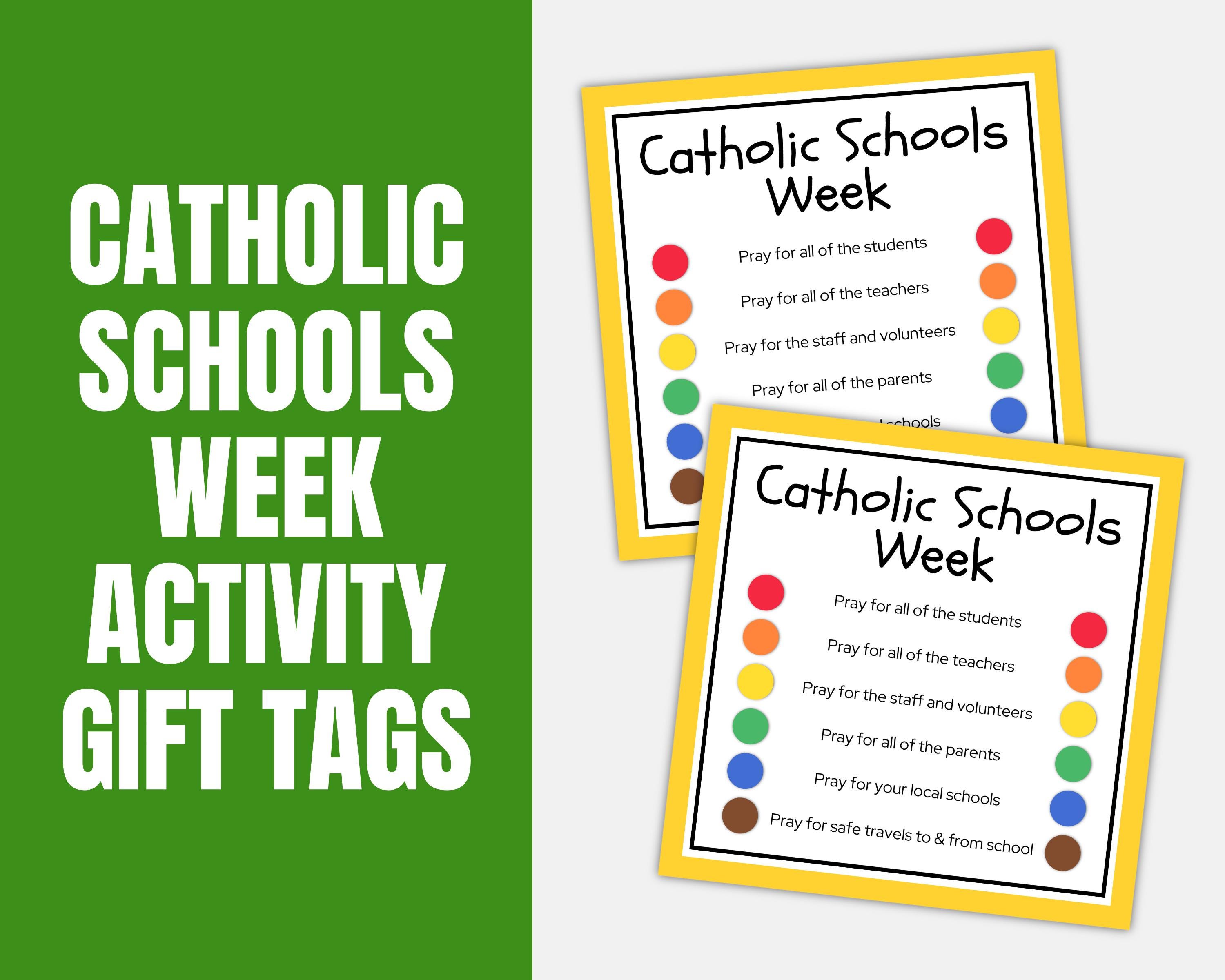 Catholic Schools Week Activity Gift Tags, Chocolate Candies Goodie Bag ...