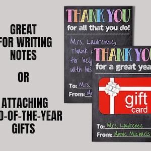 End of Year Teacher Thank You, Printable Thanks End of School ...