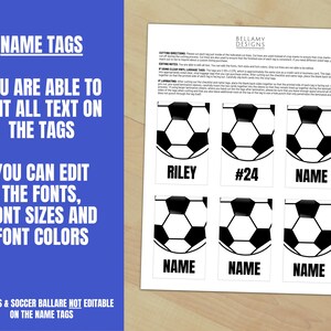 Editable Soccer Bag Tag Insert, Custom Soccer Equipment Gear Checklist ...