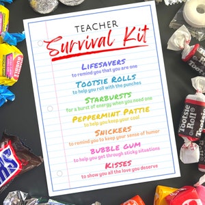 Teacher Survival Kit Gift Tags, Teacher Appreciation and Thank You ...