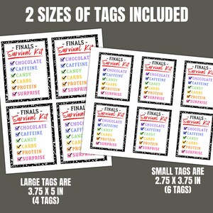 Finals Survival Kit Tags, High School College Student Finals Care ...