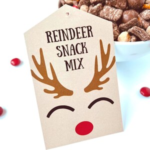 Reindeer Snack Mix Favor Gift Tags, Christmas Printable Party Favor ...