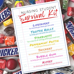 Nursing Student Survival Kit Gift Tag, Registered Nurse Appreciation ...