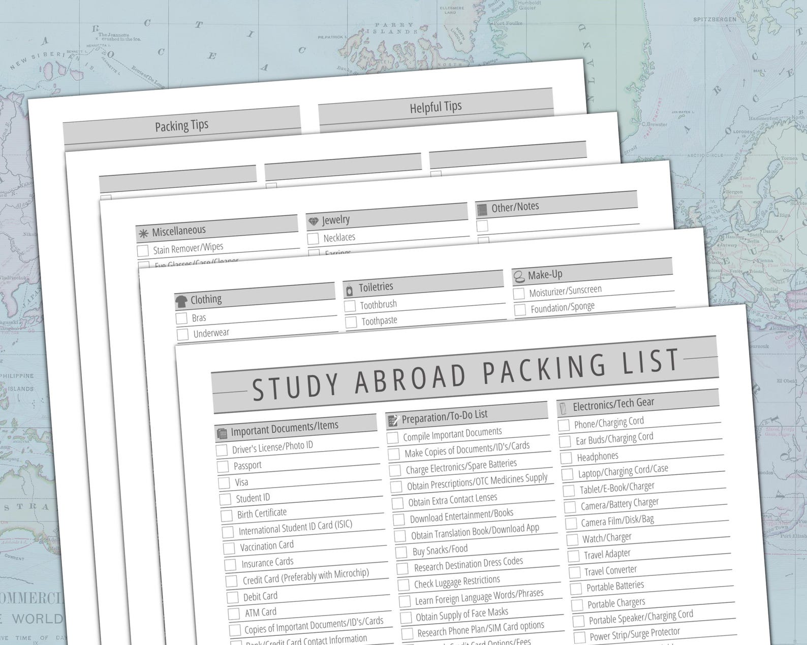 Study Abroad Packing List, Packing List Planner, Packing Checklist ...