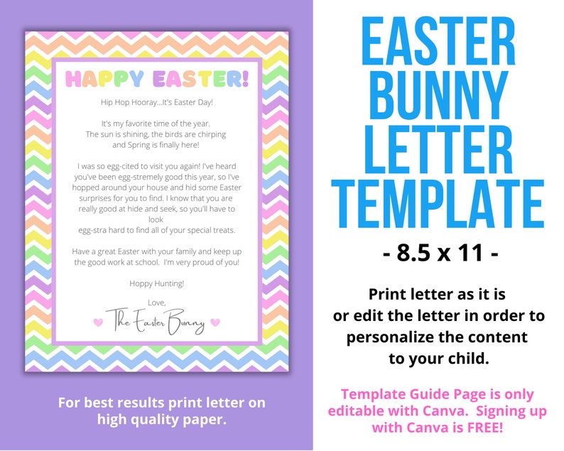 Editable Easter Bunny Letter Bundle Template Easter Egg Hunt - Etsy