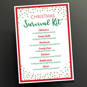 Christmas Survival Kit Gift Tag Printable, Stocking Stuffer Treat Card ...