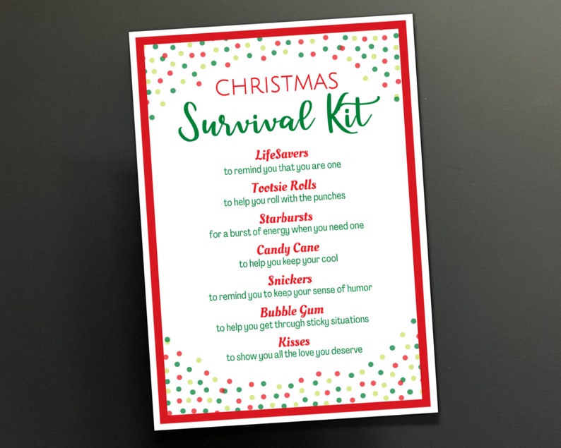 Christmas Survival Kit Gift Tag Printable Stocking Stuffer - Etsy