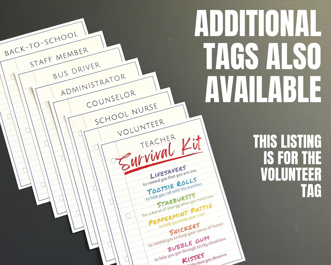 Volunteer Survival Kit Gift Tags Volunteer Appreciation and - Etsy
