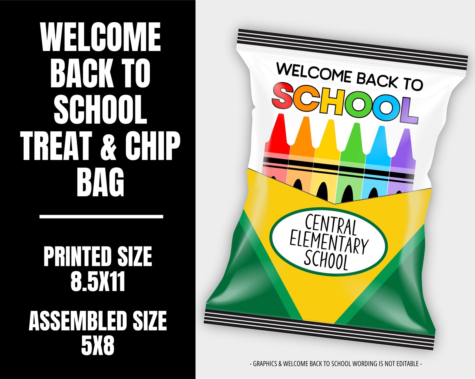 Welcome Back to School Chip Bag, 1st Day Crayon Box Printable, Staff ...