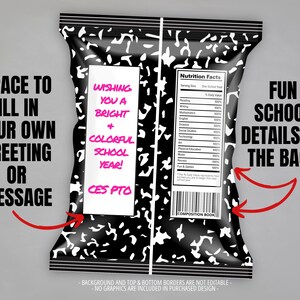 Composition Book Chip Bag, Back to School Gift, Goodie Bag Party Favors ...