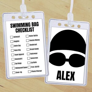Editable Swimming Bag Tag Insert, Custom Swimming Equipment Gear ...
