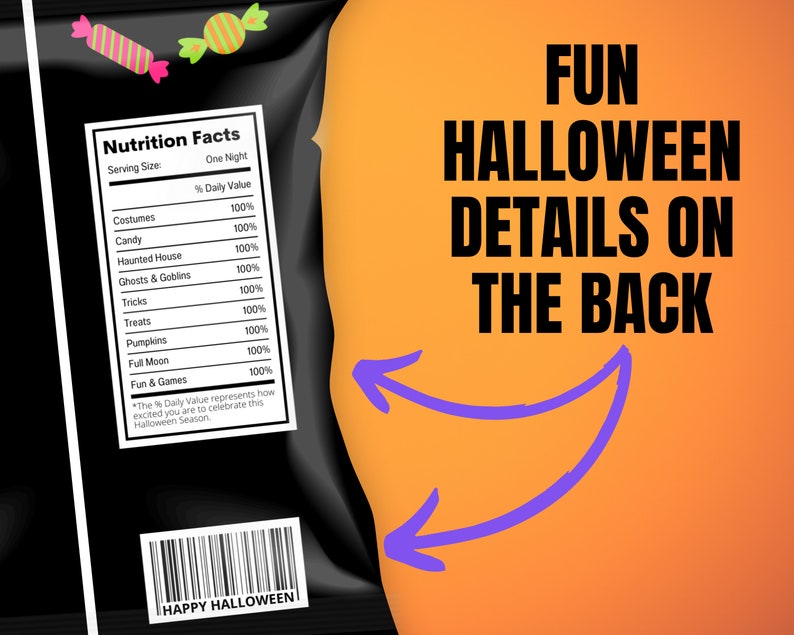 Halloween Chip Bag Wrapper Trick or Treat Party Favor Snack - Etsy