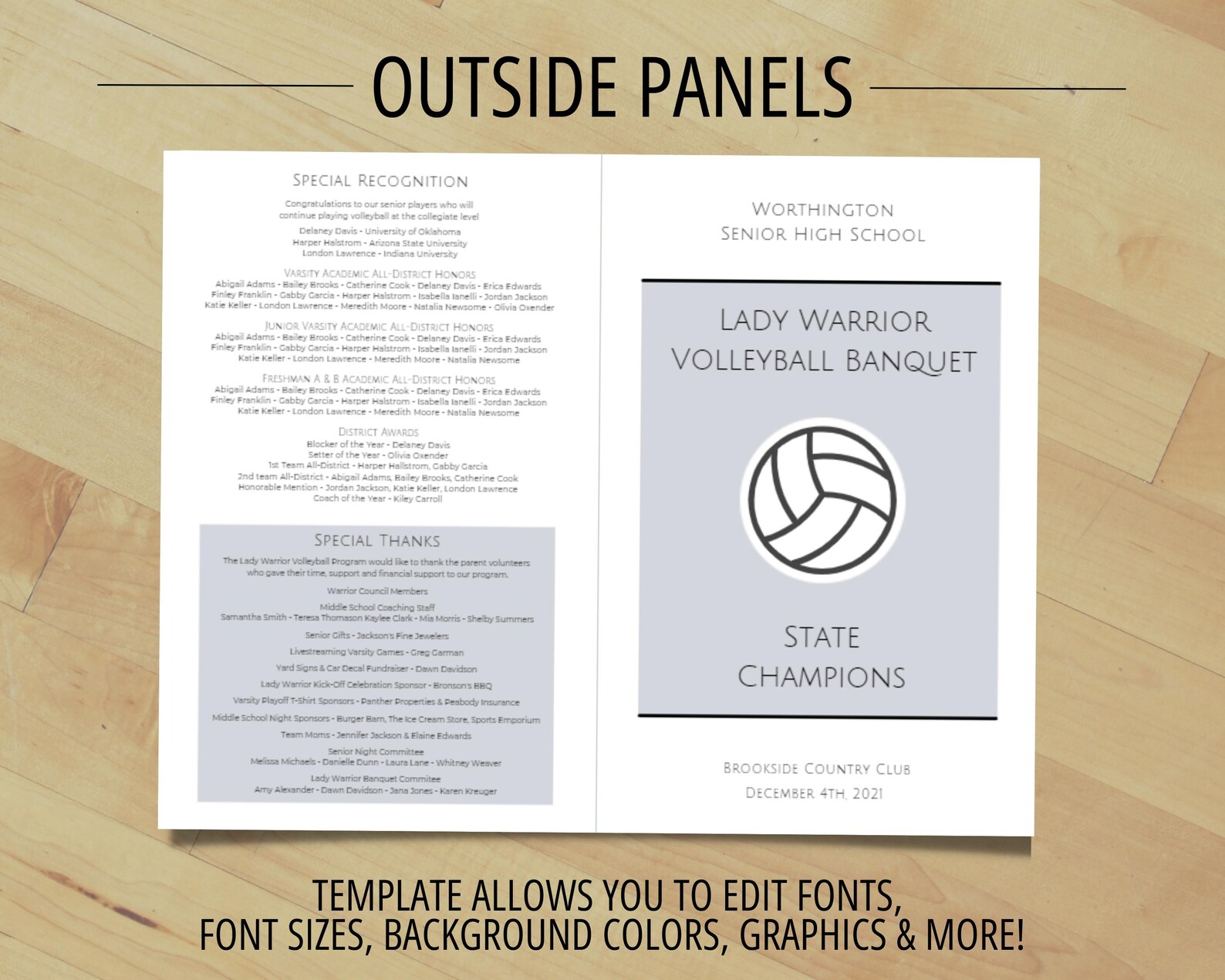 Bi-fold Program Template, Printable and Editable Folded Program ...
