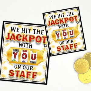 Staff Appreciation Tag, Jackpot Tag Lottery Tag, Hit the Jackpot Staff ...
