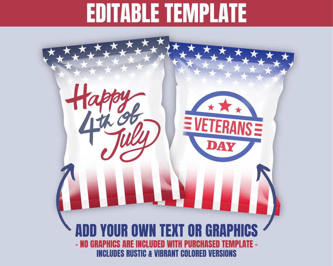 Patriotic American Flag Chip Bag, USA Red White and Blue, Republican ...