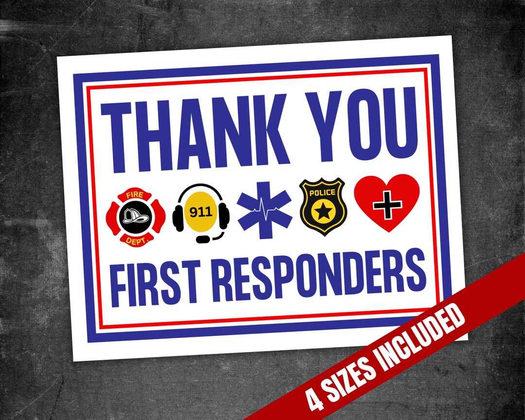 Thank You First Responders Gift Tags, Police Firefighter 911 EMS EMT ...