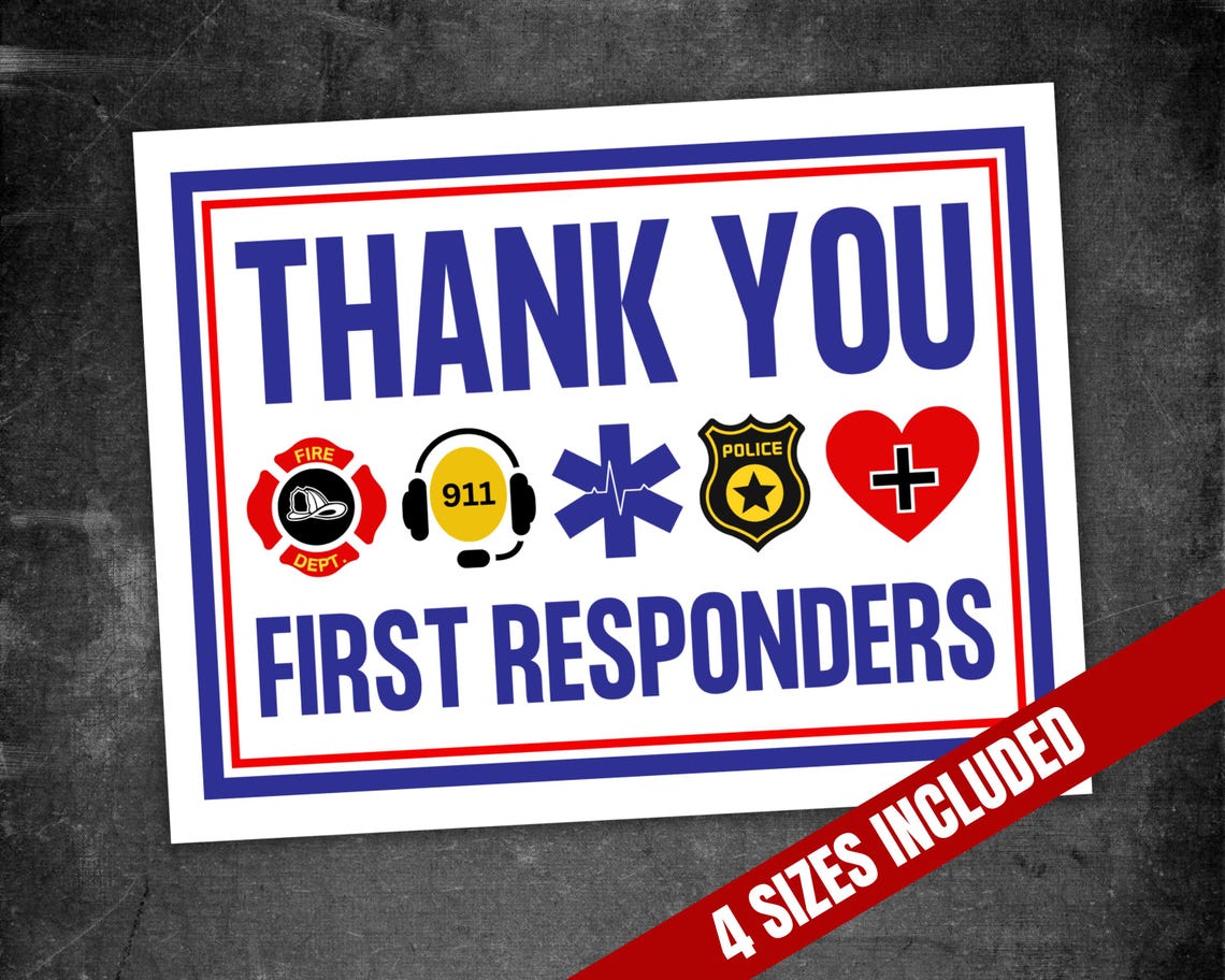 Thank You First Responders Gift Tags, Police Firefighter 911 EMS EMT ...