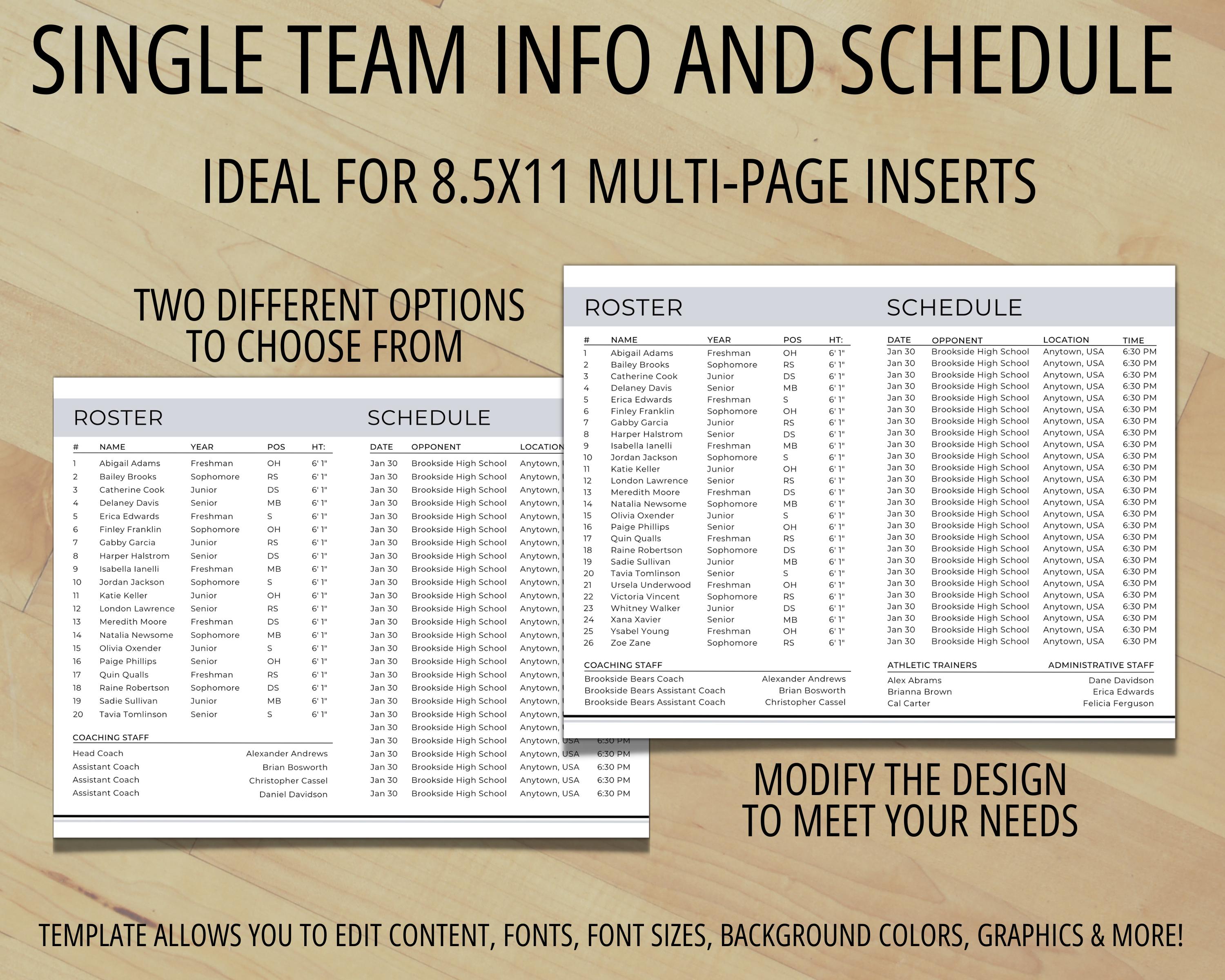 Multi-page Bi-fold Program Template, Sports Team Program or Church Program, Wedding and School ...