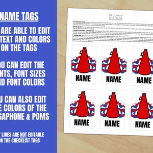 Editable Cheerleading Bag Tag Insert, Custom Cheer Equipment Gear ...