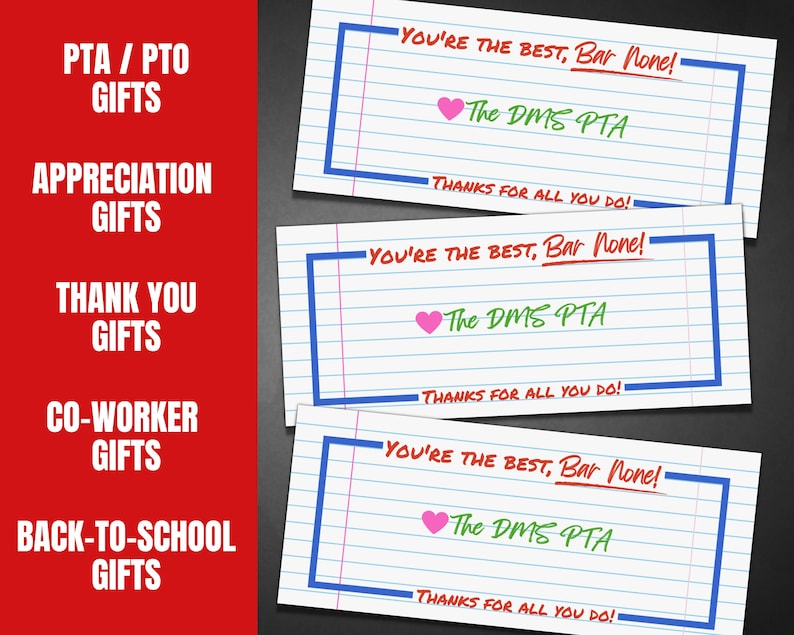 Snack Bar Gift Tags, You're the Best Bar None, Thank You Appreciation ...