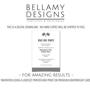 Race Day Party Invitation, Indianapolis 500 Viewing Party Invite, Indy ...