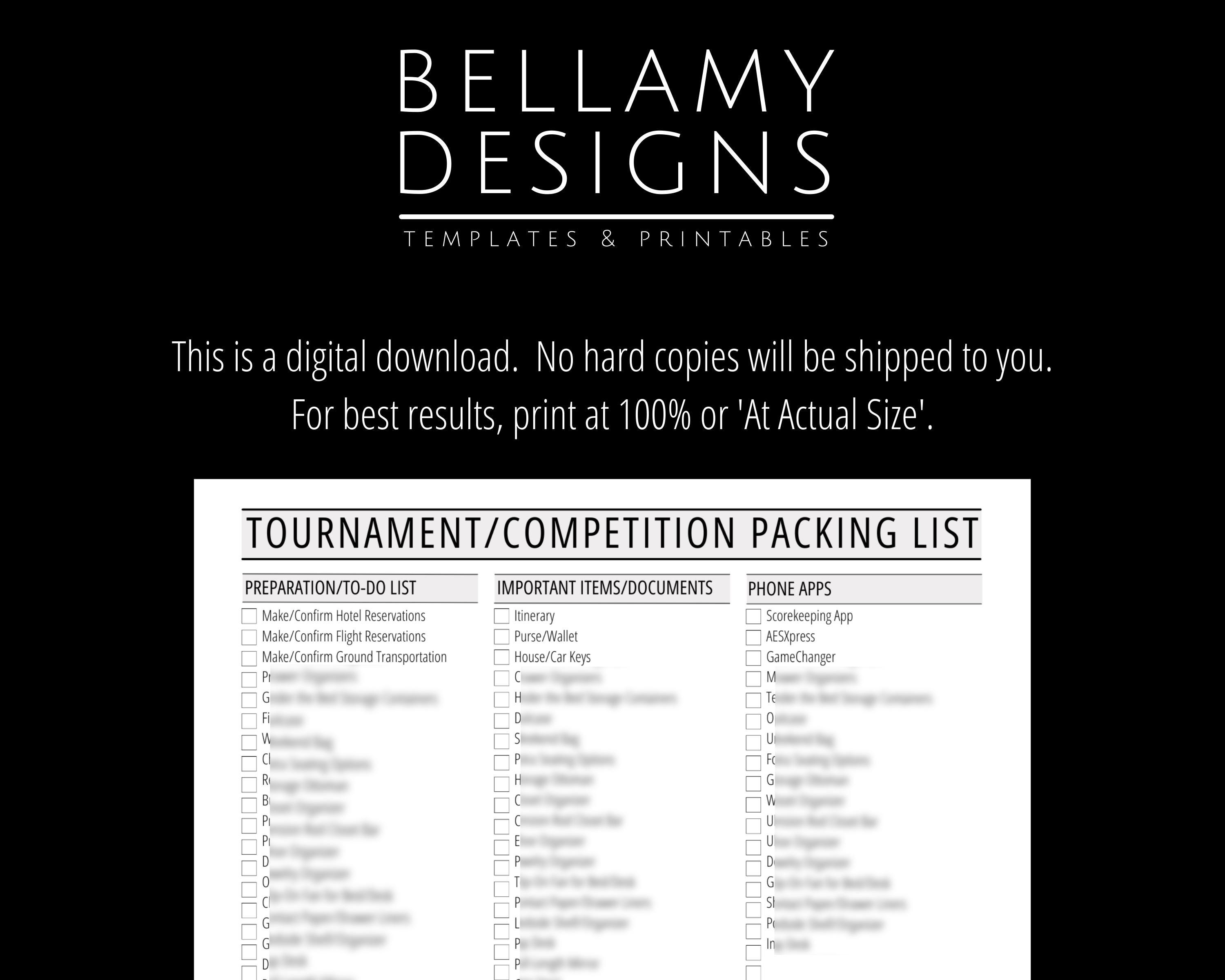 Sports Packing List for Athletes Parents Team Moms, Tournament Game ...