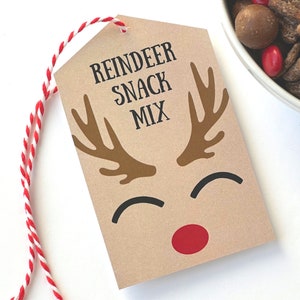 Reindeer Snack Mix Favor Gift Tags, Christmas Printable Party Favor ...