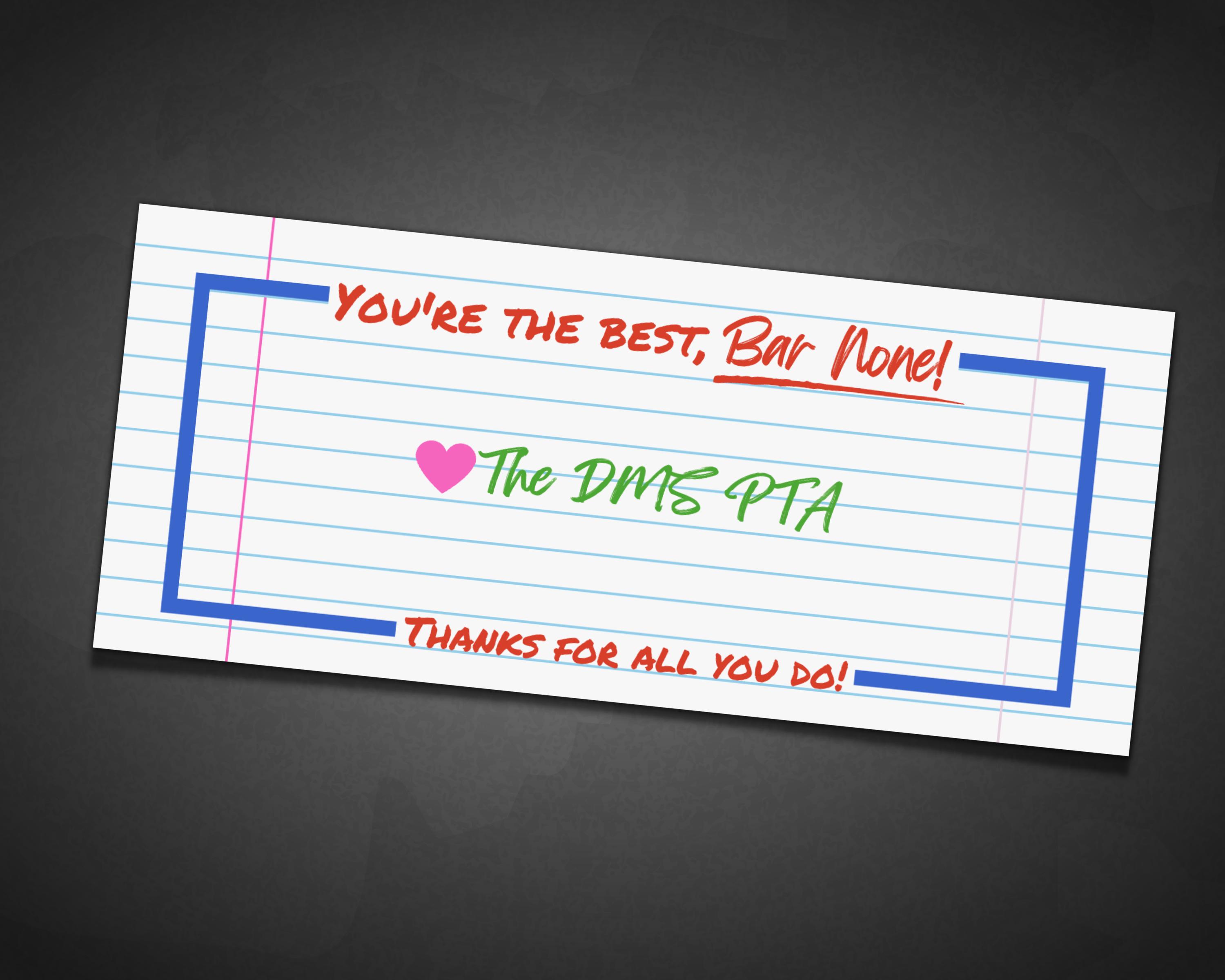 Snack Bar Gift Tags, You're the Best Bar None, Thank You Appreciation ...