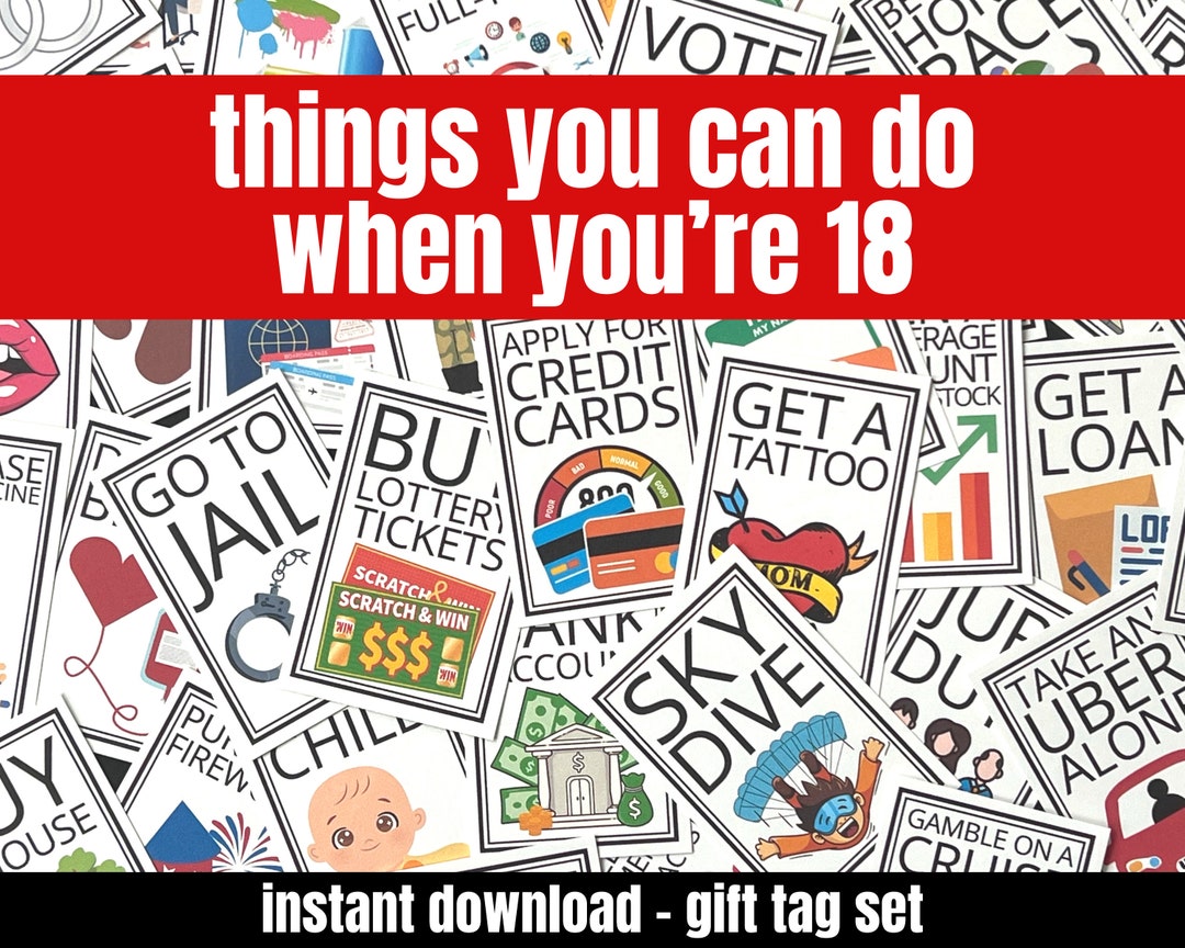 18th Birthday Gift Tag Printables, Things That You Can Do Now That You ...