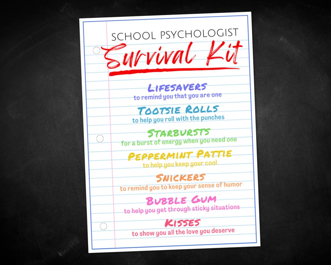School Psychologist Survival Kit Gift Tags, Psychology Staff ...