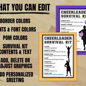 Editable Cheerleader Survival Kit Gift Tags, Boys & Girls Cheerleading ...