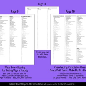 Sports Packing List, Tournament Game Competition Checklist for Athletes ...