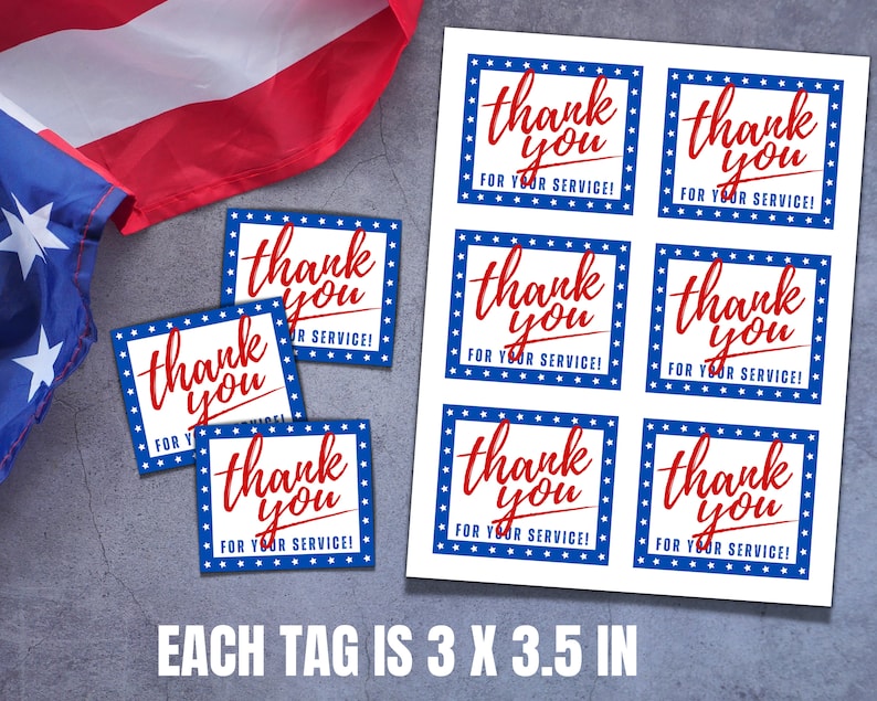 Veterans Gift Tag Thank You for Your Service Card Army Navy - Etsy