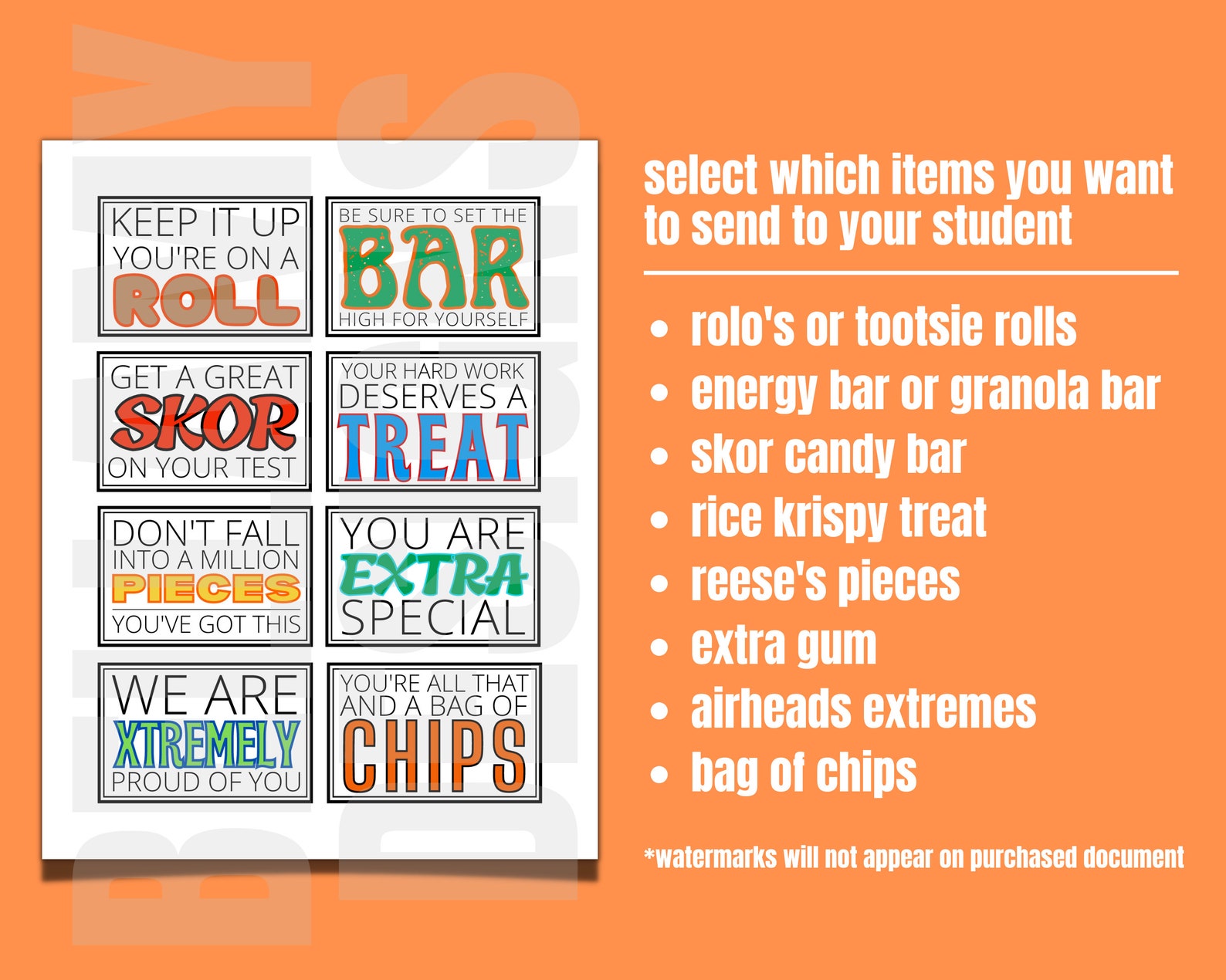 Finals Week Care Package Gift Tags for College Students, Test Survival ...