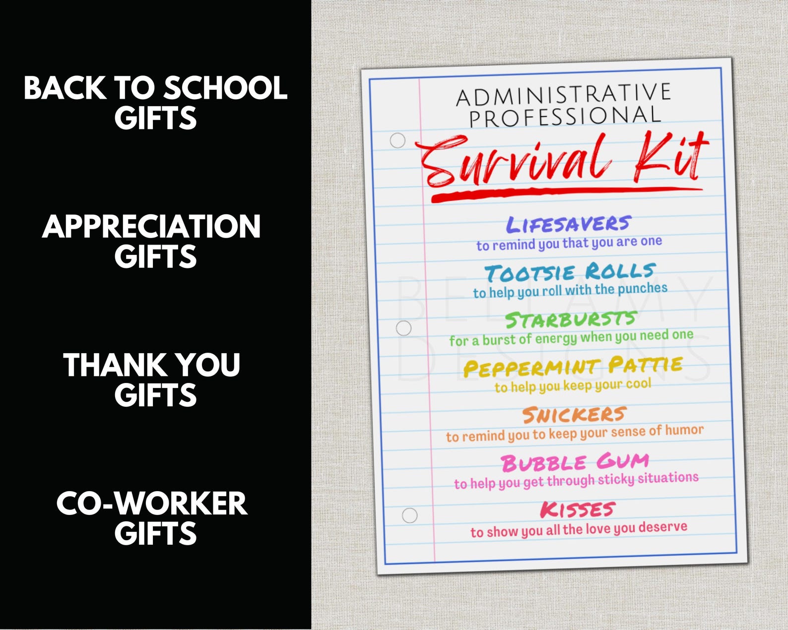 Administrative Professional Survival Kit Gift Tags, Admin Assistant ...
