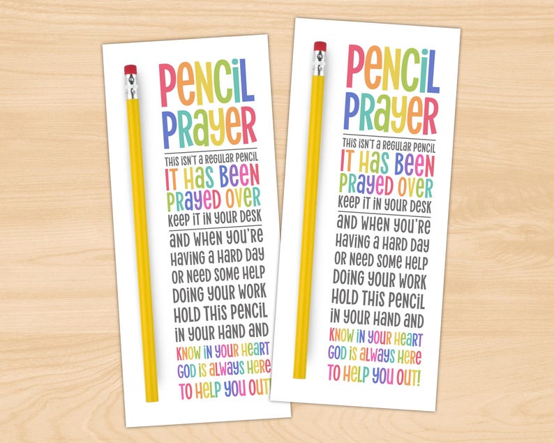 Christian Pencil Prayer Card Printable for Students, Back to School or ...
