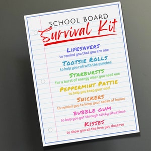 School Board Survival Kit Gift Tags, School Board Members Appreciation ...
