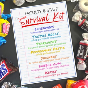 Faculty & Staff Survival Kit Gift Tags, Faculty Appreciation Staff ...