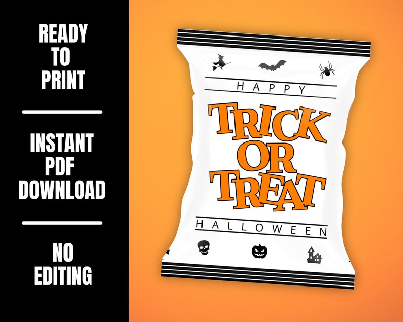 Halloween Chip Bag Wrapper Trick or Treat Party Favor Snack - Etsy