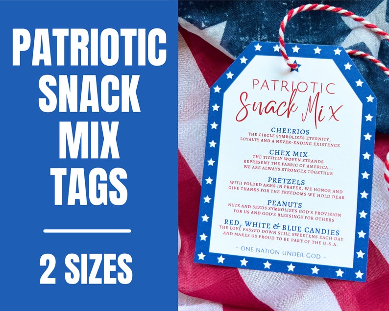 Patriotic Snack Mix Tags Party Favor Cards for Army Navy Air - Etsy