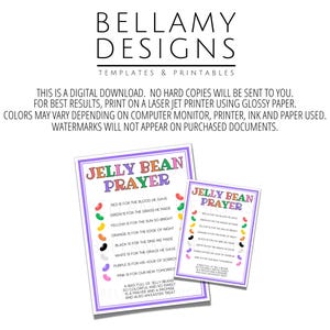 Jelly Bean Prayer Poem Printable, Religious Gift Tags, Easter Basket ...